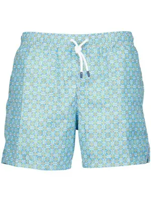 Fedeli Patterned Recycled Polyester Shorts - Green