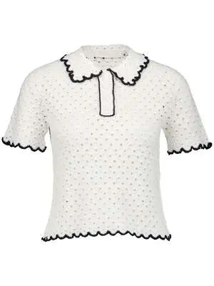 Zimmermann Halliday Scallop Knitted Polo T-shirt