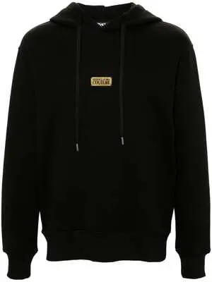 Versace Logo Plaque Cotton Hoodie