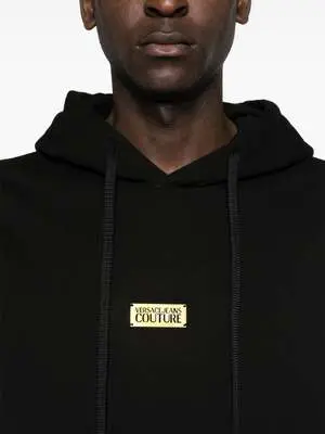 Versace Logo Plaque Cotton Hoodie