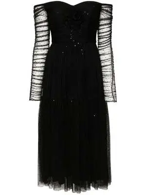 NISSA Mesh Midi Dress