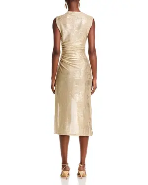 Bcbgmaxazria Metallic Midi Dress In Gold - 25% Off | Editorialist