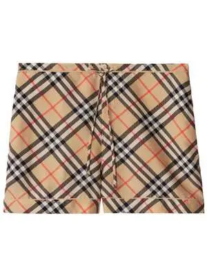 Burberry Check-print Silk Shorts - Neutrals