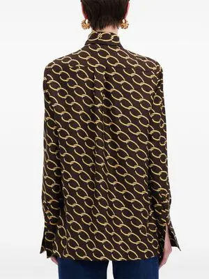 Oscar De La Renta Chain-link Silk Twill Blouse - Brown