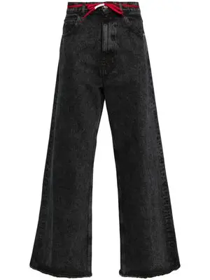 Marni Marble-dyed Wide-leg Jeans - Black