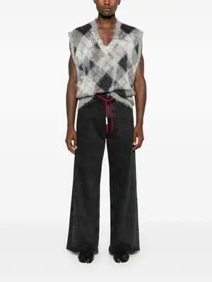 Marni Marble-dyed Wide-leg Jeans - Black