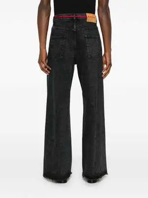 Marni Marble-dyed Wide-leg Jeans - Black