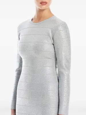 Herve Leger Metallic Long-sleeve Minidress