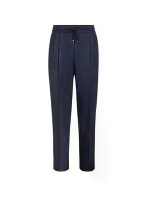 Brunello Cucinelli Wool Tapered Trousers - Blue