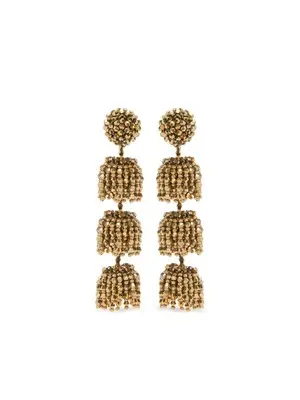 Oscar De La Renta Beaded Triple Layer Clip-on Earrings