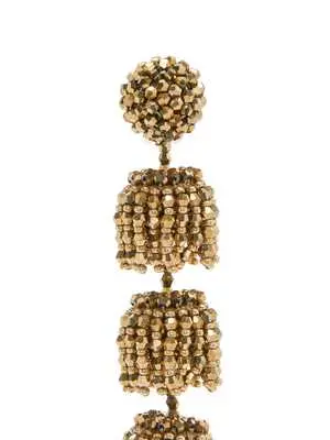 Oscar De La Renta Beaded Triple Layer Clip-on Earrings