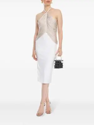 Herve Leger Halterneck Fringe Midi Dress