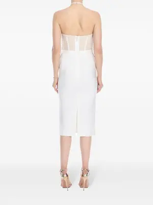 Herve Leger Halterneck Fringe Midi Dress