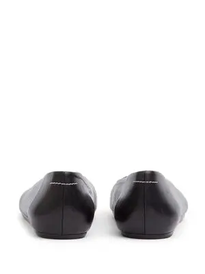 MAISON MARGIELA Stitch-out Leather Ballerina Shoes - Black