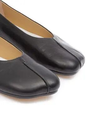 MAISON MARGIELA Stitch-out Leather Ballerina Shoes - Black
