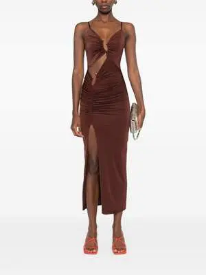 NISSA Cut-out Midi Dress - Brown