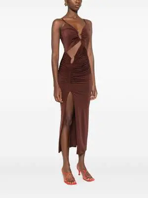 NISSA Cut-out Midi Dress - Brown