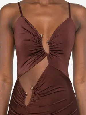 NISSA Cut-out Midi Dress - Brown