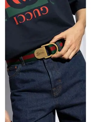 Gucci Web Logo Buckle Belt - Green | Editorialist