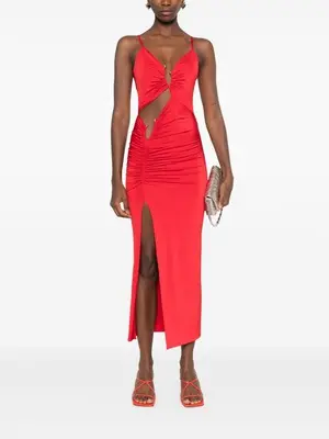 NISSA Cut-out Midi Dress - Red