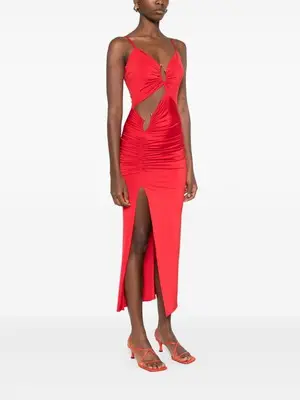 NISSA Cut-out Midi Dress - Red