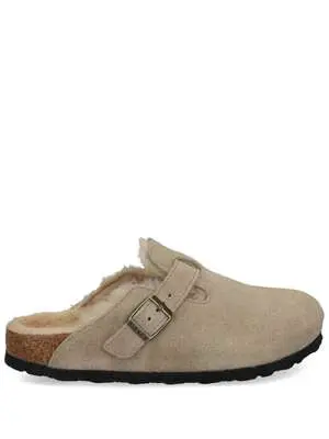 BIRKENSTOCK Boston Shearling Suede Clogs - Neutrals