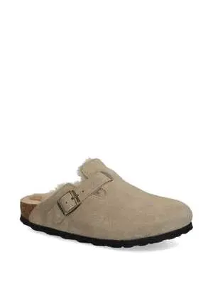 BIRKENSTOCK Boston Shearling Suede Clogs - Neutrals