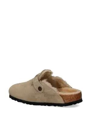 BIRKENSTOCK Boston Shearling Suede Clogs - Neutrals