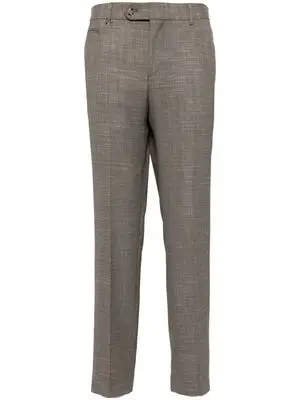 BOSS Pressed-crease Tapered Trousers - Brown