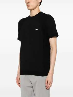 BOSS Logo-print Cotton-blend T-shirt - Black