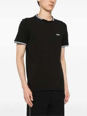 BOSS Stretch Cotton T-shirt With Stripes And Ogo Regular Fit