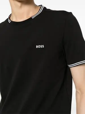 BOSS Stretch Cotton T-shirt With Stripes And Ogo Regular Fit