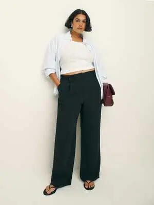 Women's Mid Rise Wide Leg Pleated Trousers