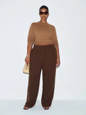 REFORMATION Mid Rise Wide Leg Pants - Brown