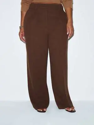 REFORMATION Mid Rise Wide Leg Pants - Brown