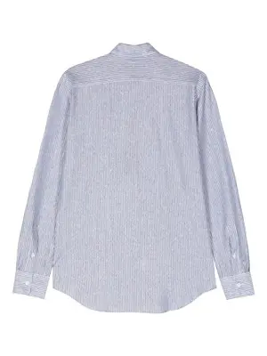 Canali Striped Cotton Linen Shirt
