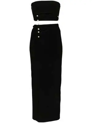 NISSA Faux Pearl-embellished Skirt Set - Black