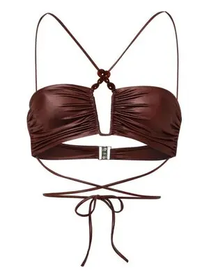 Magda Butrym Chocolate Halterneck Bikini Top - Brown