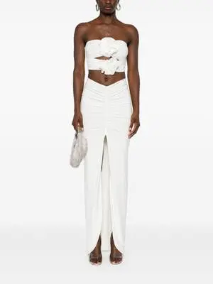 NISSA Floral-appliqué Skirt Set - Neutrals
