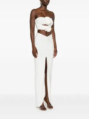NISSA Floral-appliqué Skirt Set - Neutrals