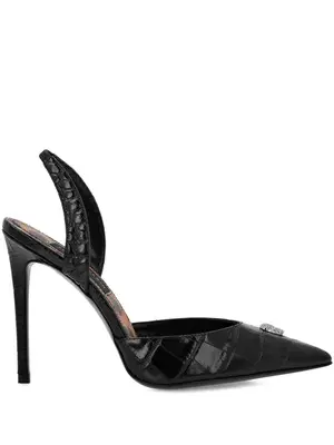 Philipp Plein Crocodile Effect Slingback Pumps