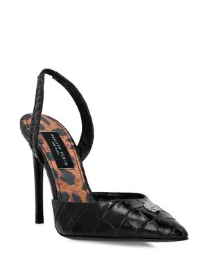 Philipp Plein Crocodile Effect Slingback Pumps