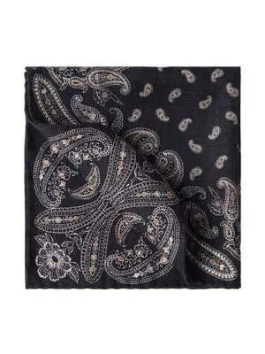 Brunello Cucinelli Printed Silk Pocket Square