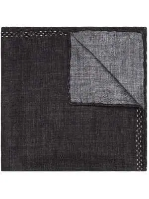 Brunello Cucinelli Embroidered Silk Pocket Square Black