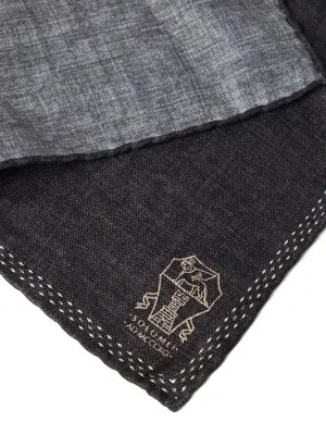 Brunello Cucinelli Embroidered Silk Pocket Square - Black