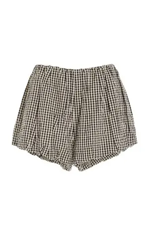 Posse Aurelia Gingham Cotton Shorts - Black