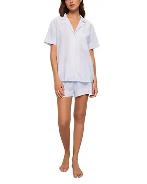 Eberjey Nautico Shortie Pajama Set - White/cornflower