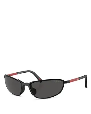 Prada Wraparound Sunglasses, 60mm - Black/gray Solid