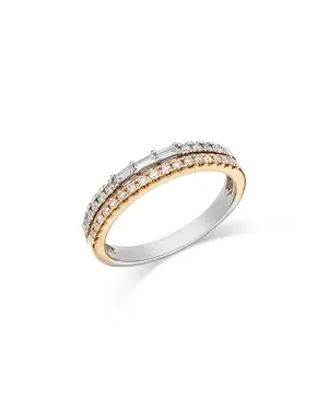 Bloomingdale'S Diamond And 14k Gold Double Band Ring - White/gold