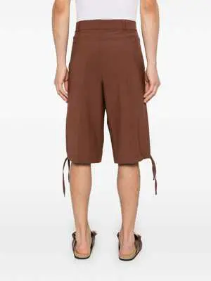 BONSAI Pleat-detail Below-knee Length Shorts - Brown